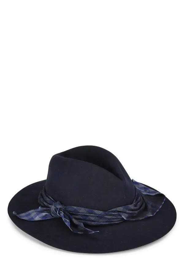 Chanel Lapin Hat With Plaid Bandana - Navy