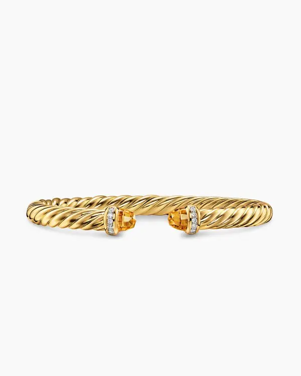 David Yurman 18k Yellow Gold Cablespira® Flex Bracelet With Diamonds And Topaz - Citrine