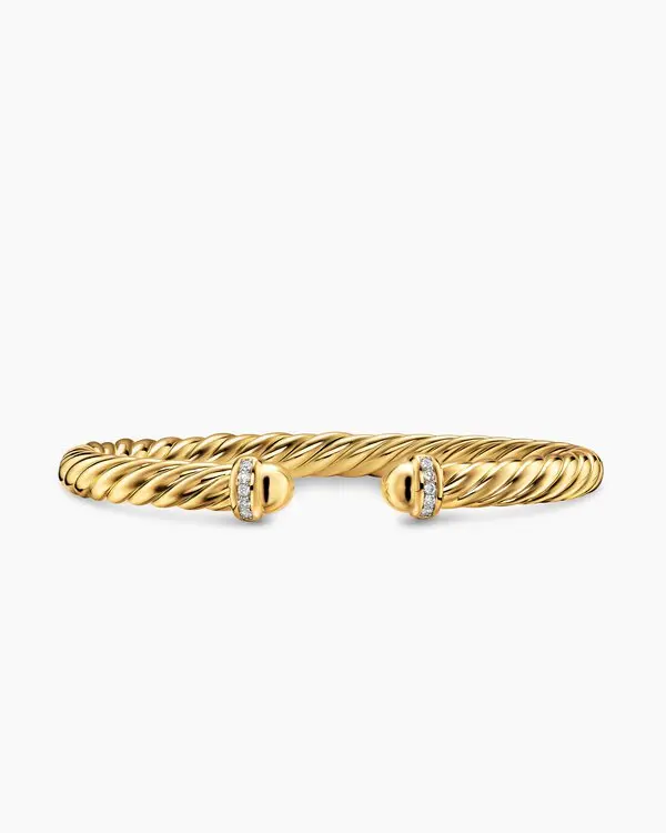 David Yurman 18k Yellow Gold Cablespira® Flex Bracelet With Diamonds And Topaz - Gold Dome