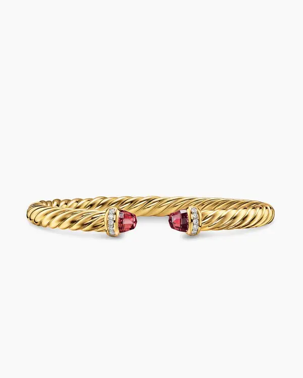 David Yurman 18k Yellow Gold Cablespira® Flex Bracelet With Diamonds And Topaz - Rhodolite Garnet