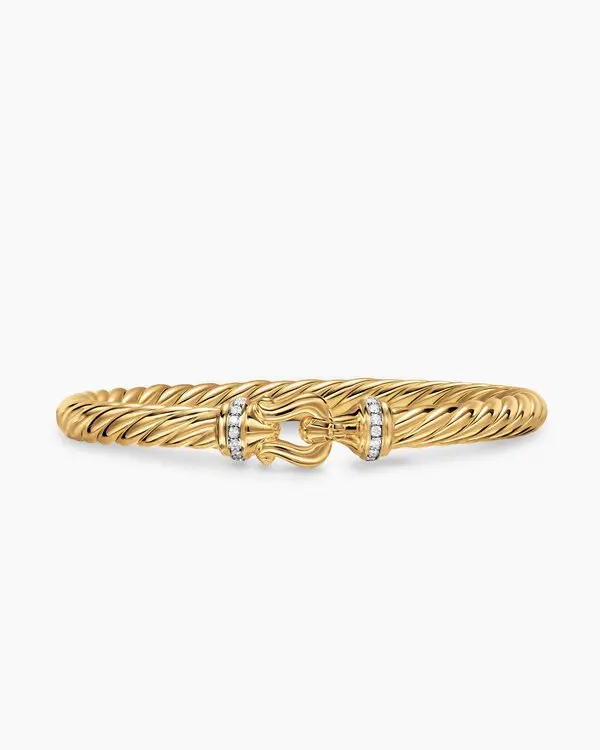 David Yurman Cablespira® Buckle Bracelet In 18k Yellow Gold With Diamonds - Diamond