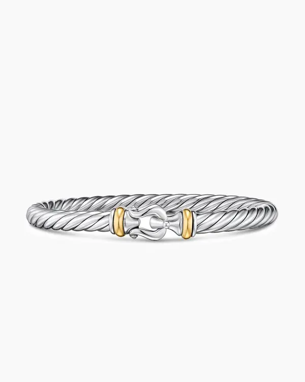 David Yurman Cable Flex Buckle Bracelet - Sterling Silver/14k Yellow Gold