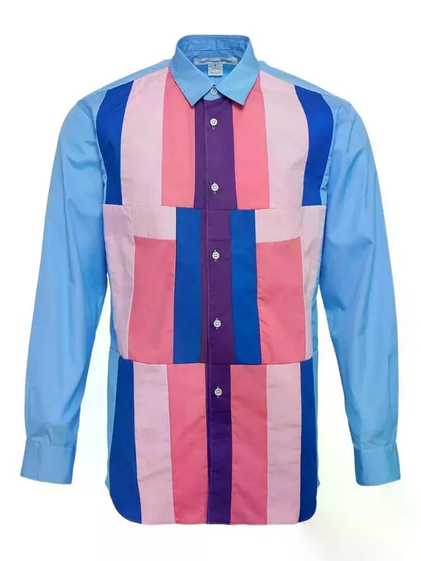 Comme Des Garçons Long-sleeved Patchwork Shirt - Blue