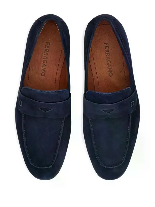 FERRAGAMO Suede Penny Loafers - Blue
