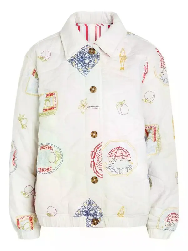 DAMSON MADDER Claudia Embroidered Bomber Jacket - White