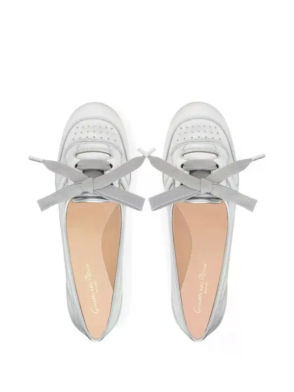 GIANVITO ROSSI Lace-up Perforated Ballet Flats
