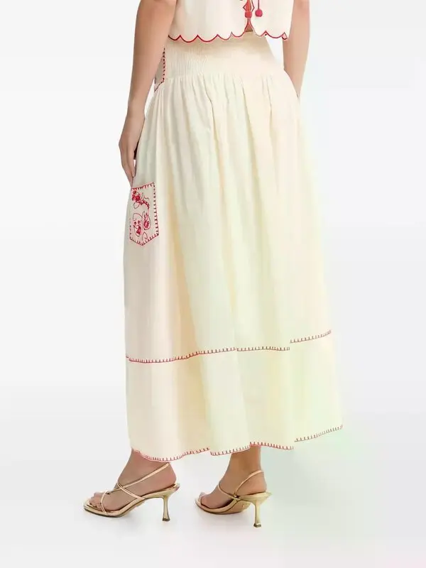 NEVER FULLY DRESSED Pollenca Embroidered Midi Skirt