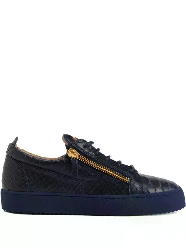 GIUSEPPE ZANOTTI Frankie Reptile-print Sneakers - Blue