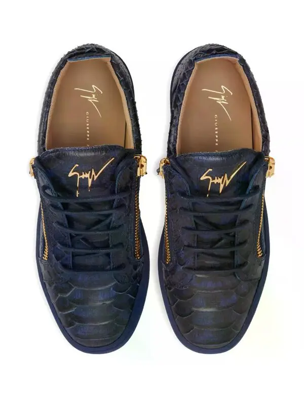 GIUSEPPE ZANOTTI Frankie Reptile-print Sneakers - Blue