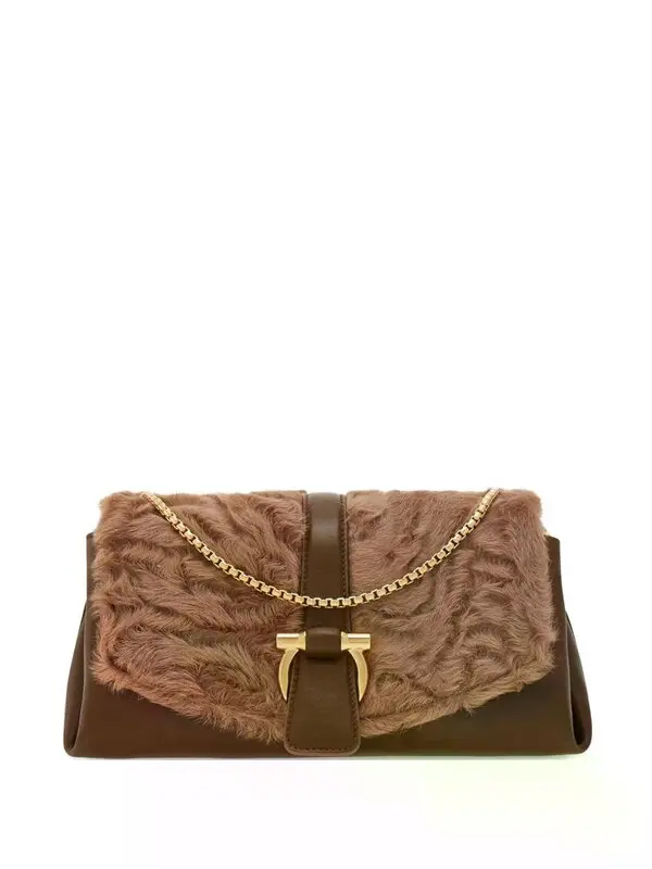 FERRAGAMO Mini Bag With Shearling Front And Chain Strap