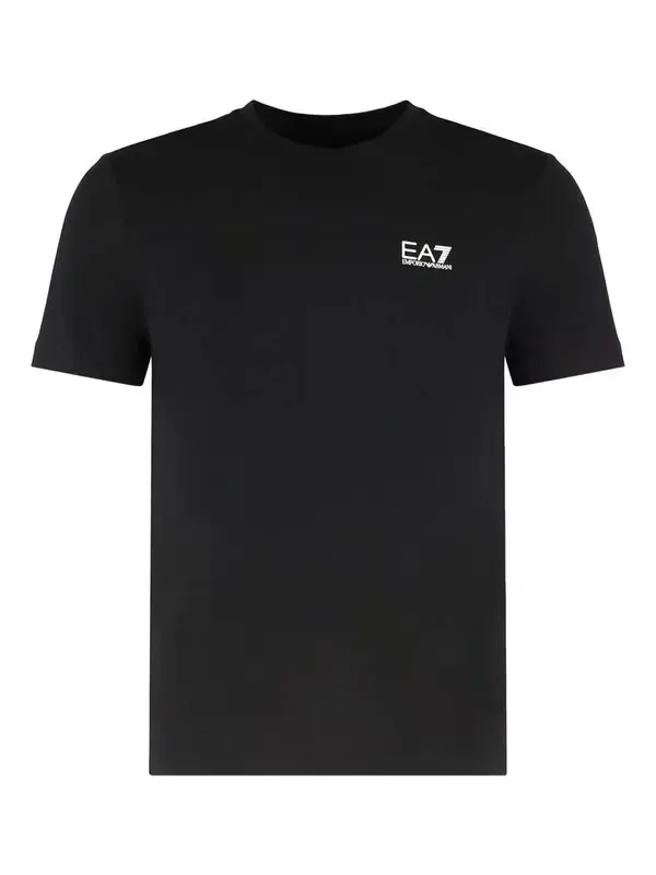 EA7 Logo Cotton T-shirt - Black