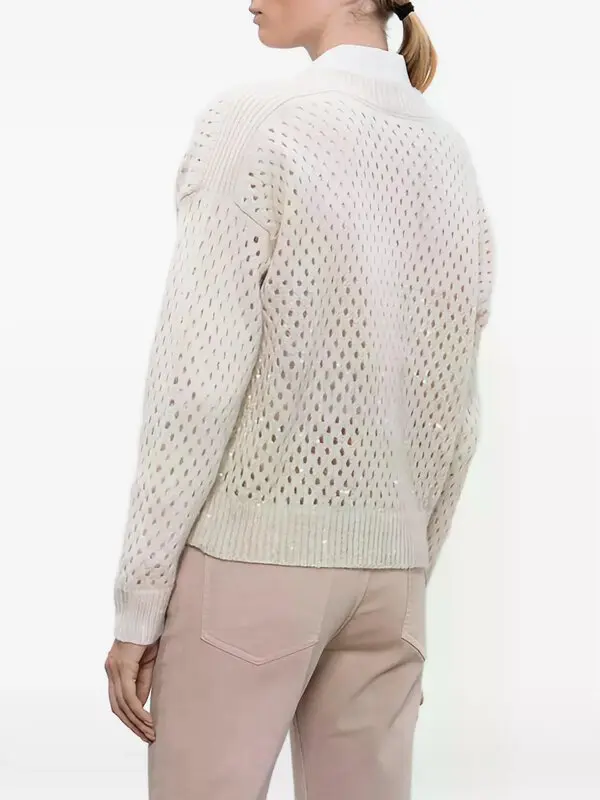Peserico Long-sleeve V-neck Cardigan - Neutrals