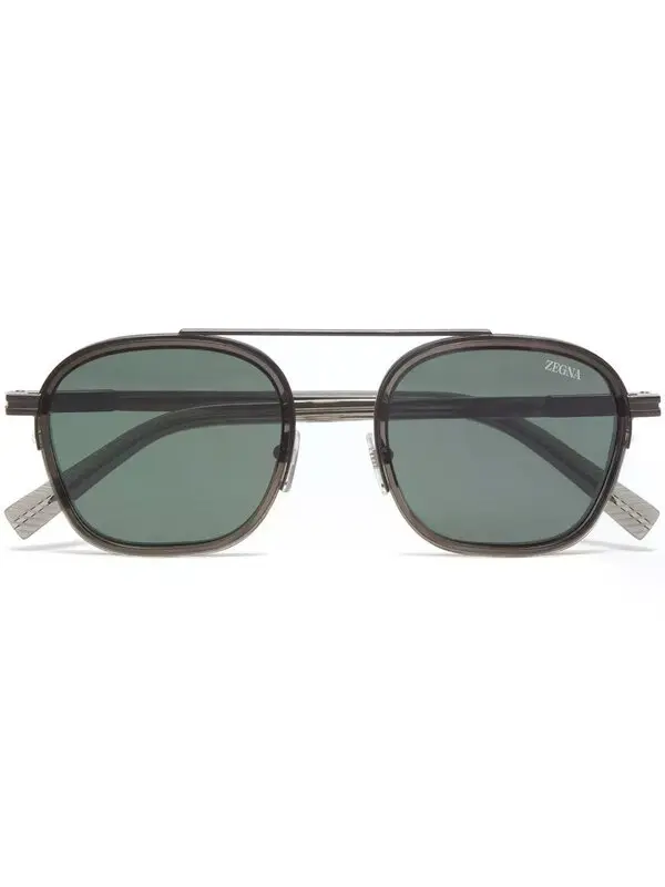 Zegna Orizzonte Pilot Sunglasses - Silver