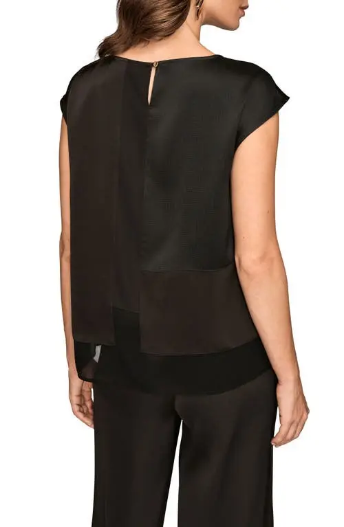 Donna Karan New York Mixed Media Cap-sleeve Top