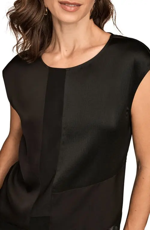 Donna Karan New York Mixed Media Cap-sleeve Top