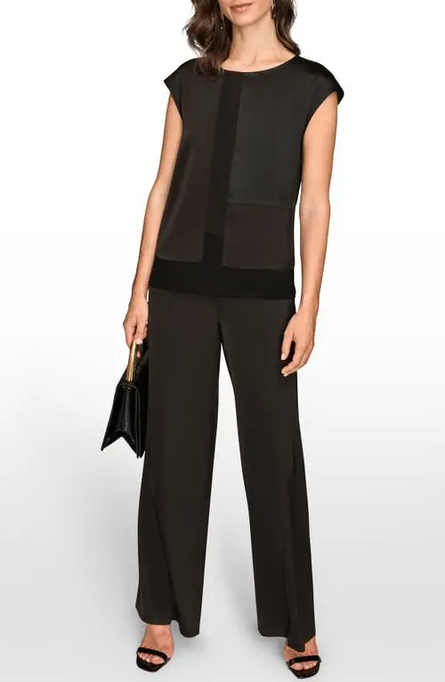 Donna Karan New York Mixed Media Cap-sleeve Top