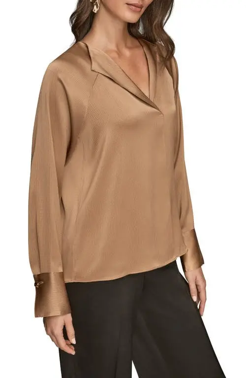 Donna Karan New York Hammered Satin Top - Fawn