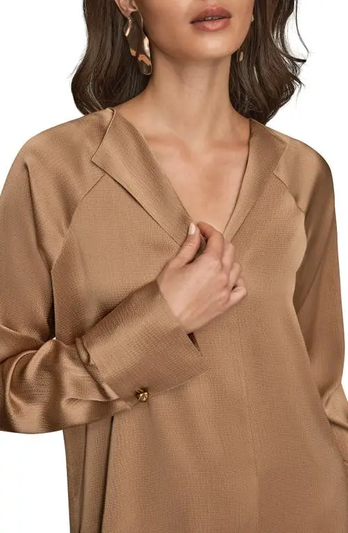 Donna Karan New York Hammered Satin Top - Fawn
