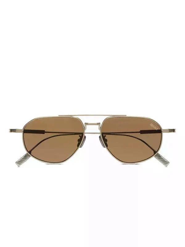 Zegna Pilot Frame Sunglasses - Gold
