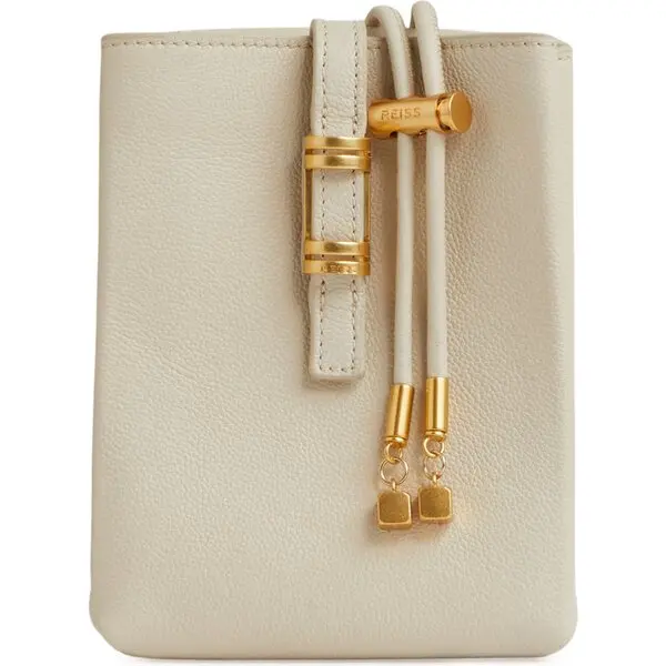 REISS Vienna Leather Crossbody Phone Bag - Vienna Offwhite