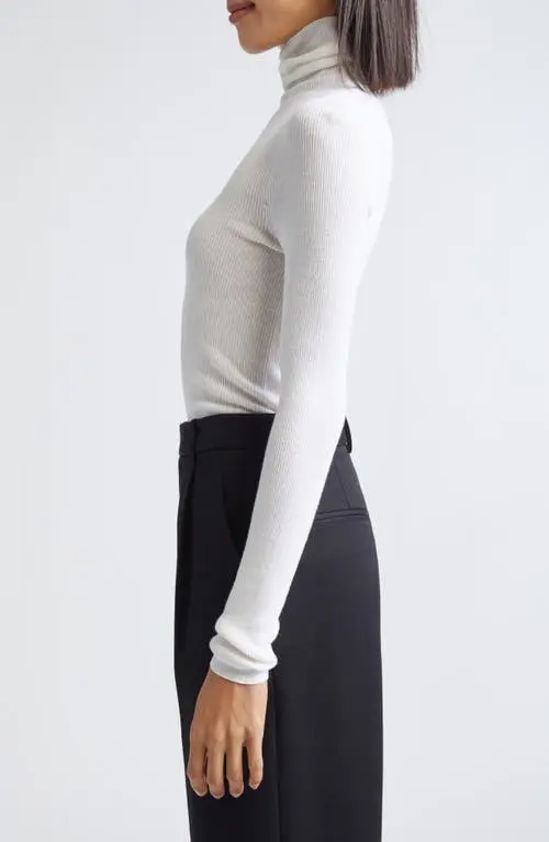 TWP Wool Ribbed Turtleneck Top - Ivory