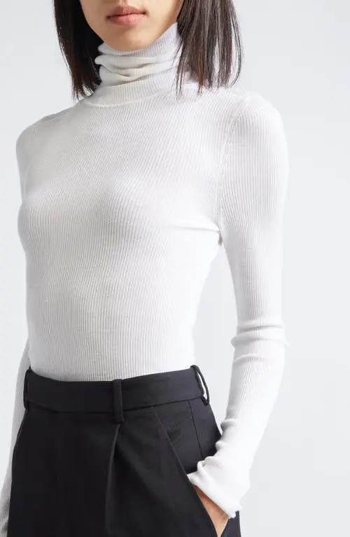 TWP Wool Ribbed Turtleneck Top - Ivory