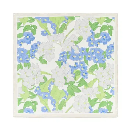 LOST PATTERN Rosebay" Silk Bandana Scarf - Silver & Blue