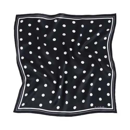 LOST PATTERN Retro Polka" Silk Bandana Scarf - Black & White