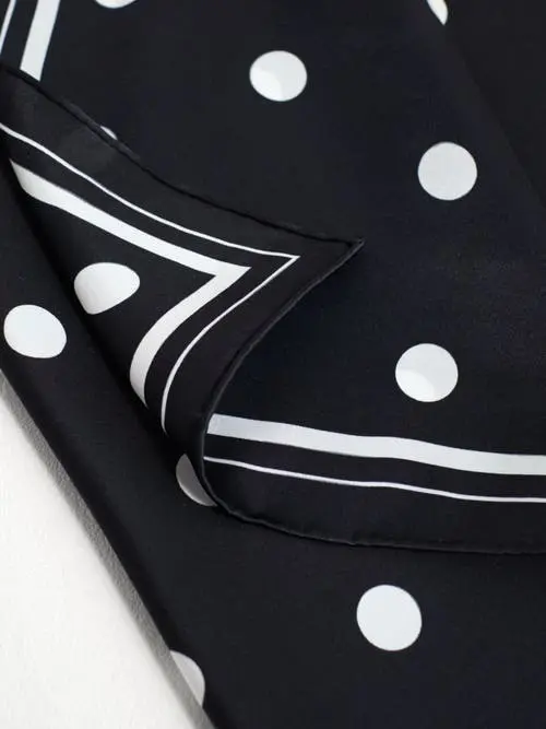 LOST PATTERN Retro Polka" Silk Bandana Scarf - Black & White
