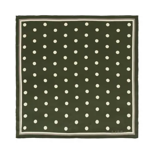 LOST PATTERN Retro Polka" Silk Bandana Scarf - Matcha