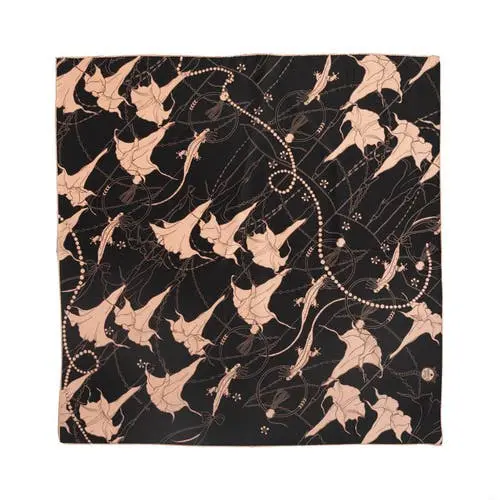 LOST PATTERN Datura" Silk Bandana Scarf - Espresso