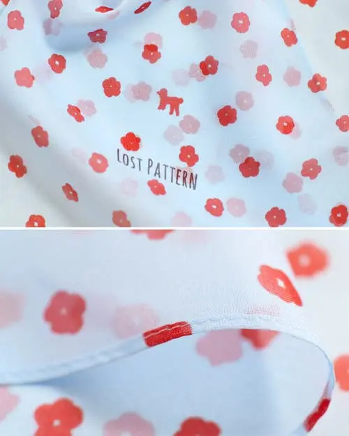 LOST PATTERN Petal Veil" Silk Chiffon Neck Scarf - Blue