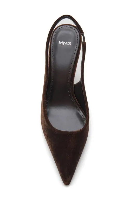 Mango Pointed Toe Slingback Pumps - Chocolate