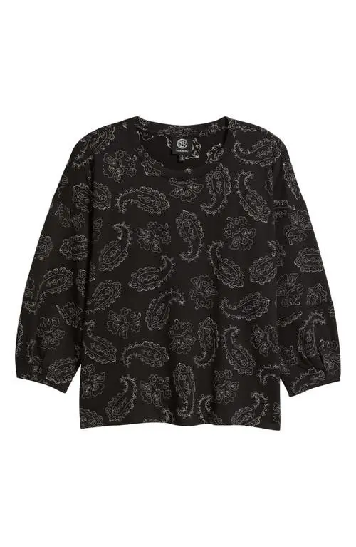 Bobeau Embroidered Puff Sleeve Top