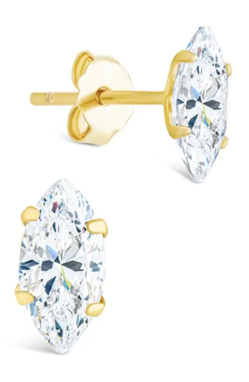 Sterling Forever Marquise-cut Cubic Zirconia Stud Earrings - Gold