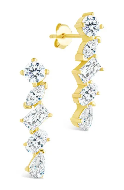 Sterling Forever Cubic Zirconia Drop Earrings - Gold
