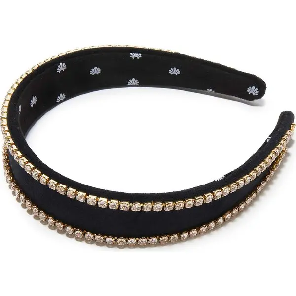 Lele Sadoughi Bessette Crystal Edge Velvet Headband - Jet