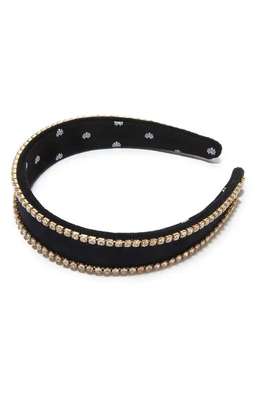 Lele Sadoughi Bessette Crystal Edge Velvet Headband - Jet