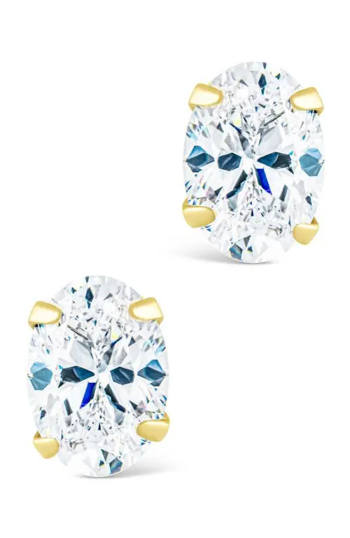 Sterling Forever Oval Cut Cubic Zirconia Stud Earrings - Gold