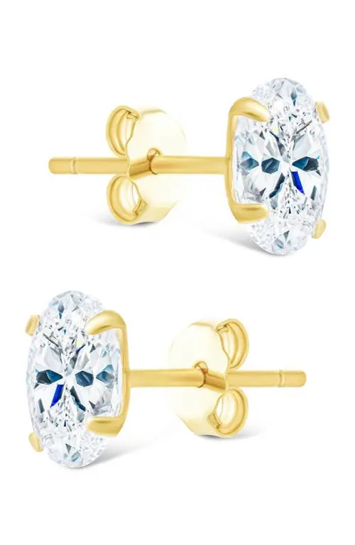 Sterling Forever Oval Cut Cubic Zirconia Stud Earrings - Gold