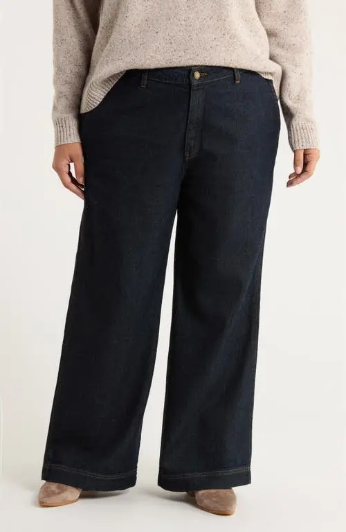 SEASALT CORNWALL Sennen Cove Wide Leg Jeans - Dark Wash Grain