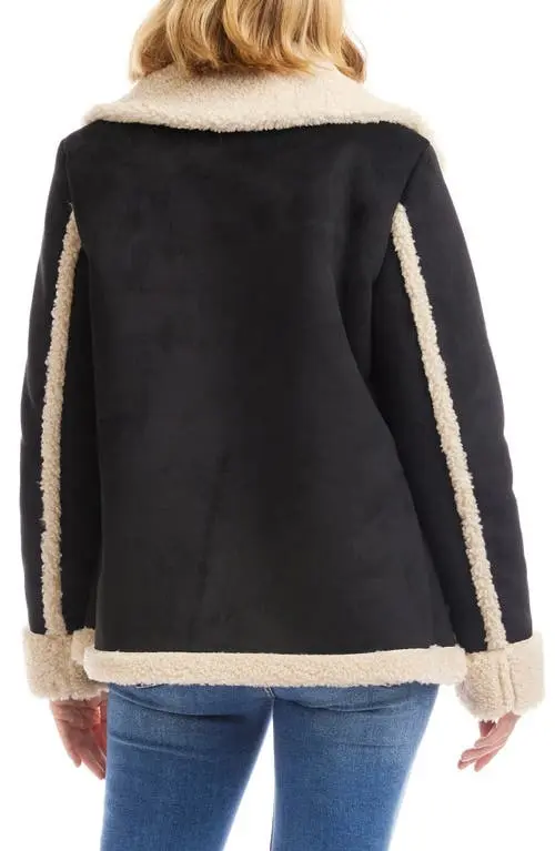Karen Kane Faux Suede Jacket With Faux Shearling Trim