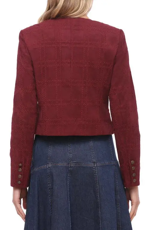 Bagatelle Faux Suede Cropped Jacket - Berry