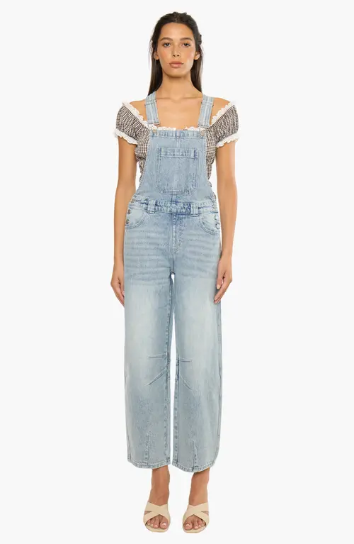 KANCAN Aide Barrel Denim Overalls - Medium Light Wash