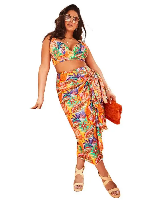 SWIMSUITS FOR ALL Lightweight Adjustable Sarong Wrap Skirt Cover Up - Rio Days