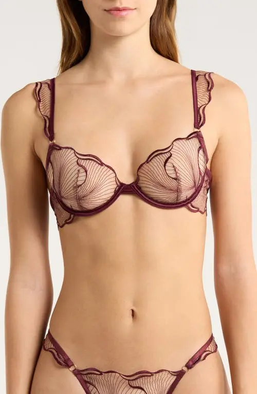 Bluebella Marabel Mesh Underwire Bra - Cherry Lacquer/sheer