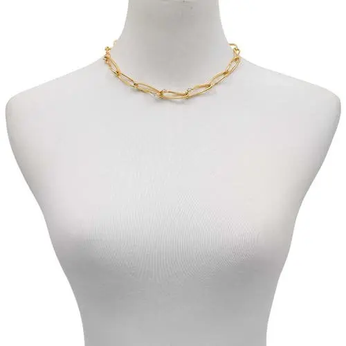 Vince Camuto Open Link Necklace With Cubic Zirconia - 14k Gold Plated