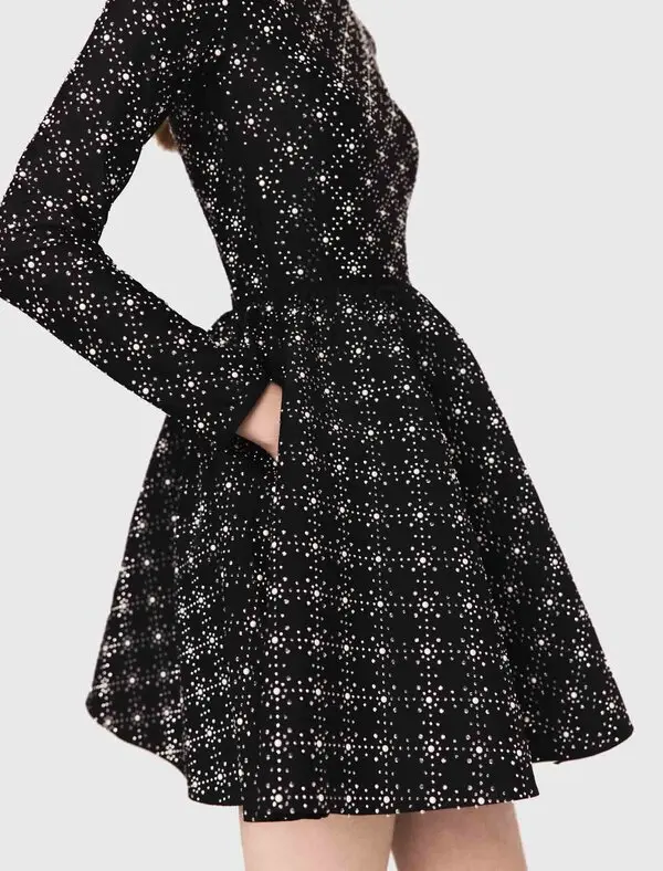 Buy Maje Polyamide Rhinestone Embellished Skater Dress - Black At 50% Off |  Editorialist