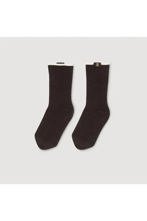 Sandro Two-tone Knee-high Socks - Brown