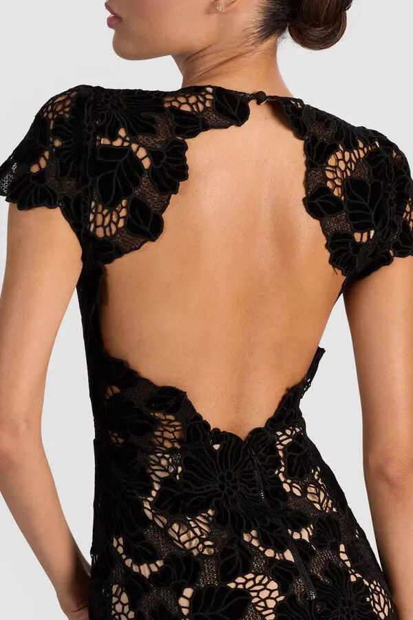 Clover Open Back Midi Dress - Black